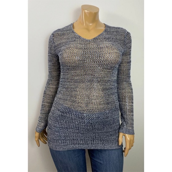 Laura Scott | Sweaters | Laura Scott Blue Knit Sweater | Poshmark